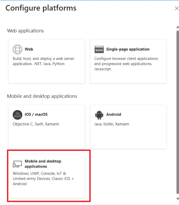 Add new application to Azure