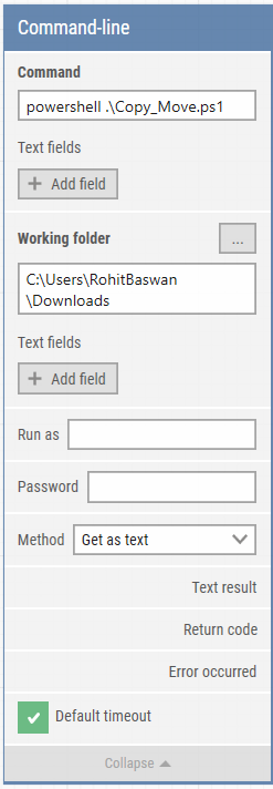 How to copy and move files using the command line building block?