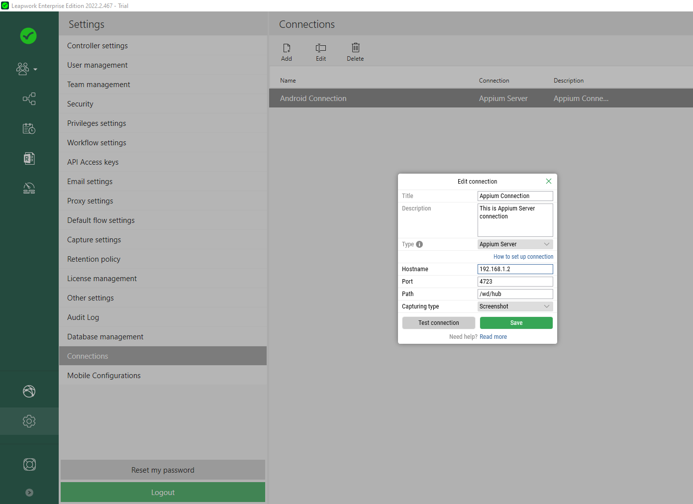 How to set up a Mobile Device Connection