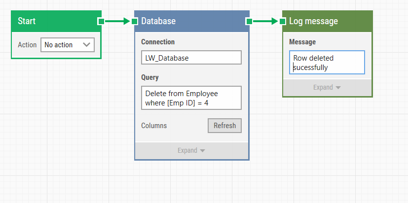 How to perform CRUD operations using Database block in Leapwork
