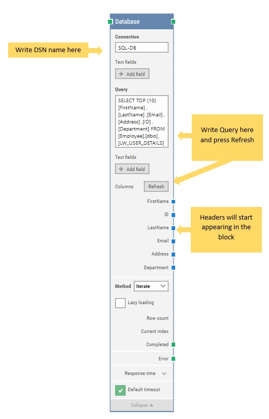 How to perform Select Query operation in Leapwork using a Database Block?