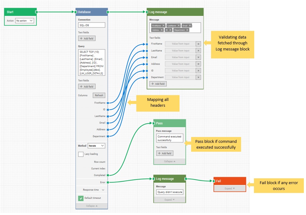 How to perform Select Query operation in Leapwork using a Database Block?