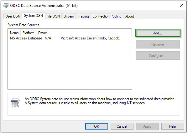 Access SQL-Database via ODBC driver in Leapwork