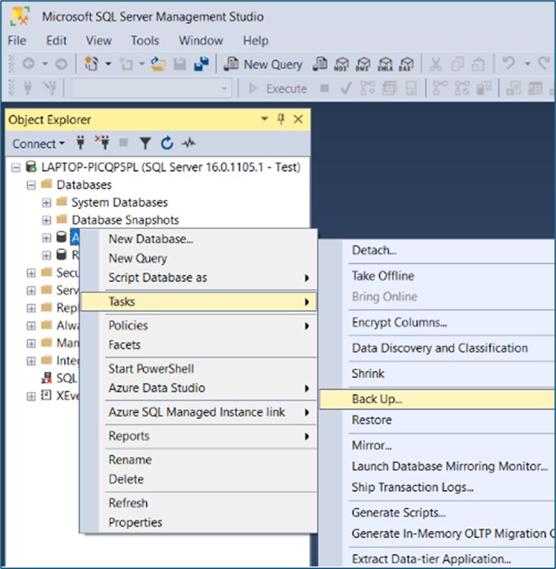 Leapwork Enterprise - SQL Database Backup steps