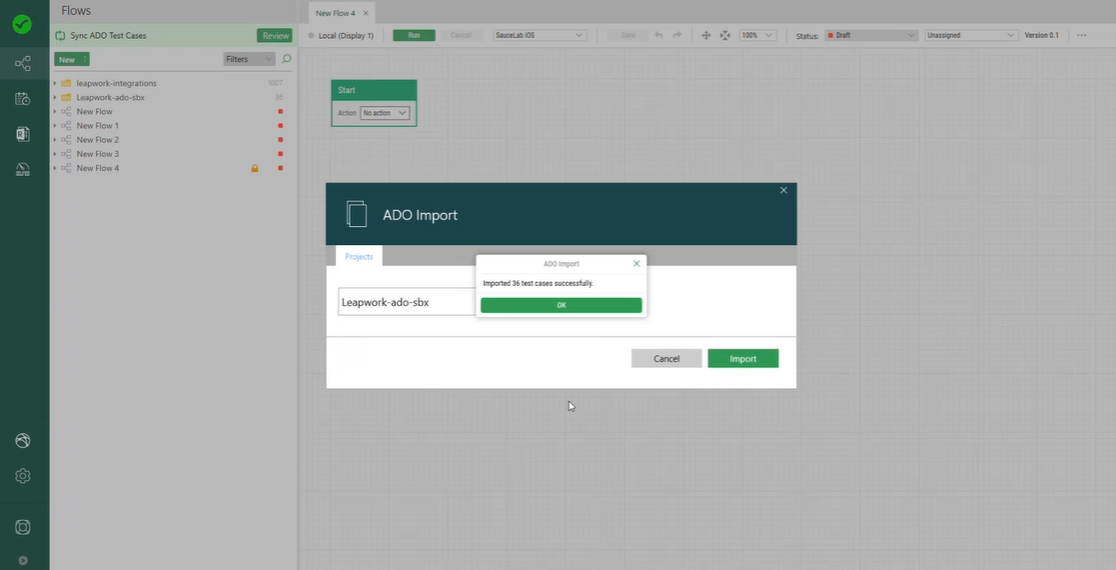 Import test cases in Leapwork to automate and publish results on ADO