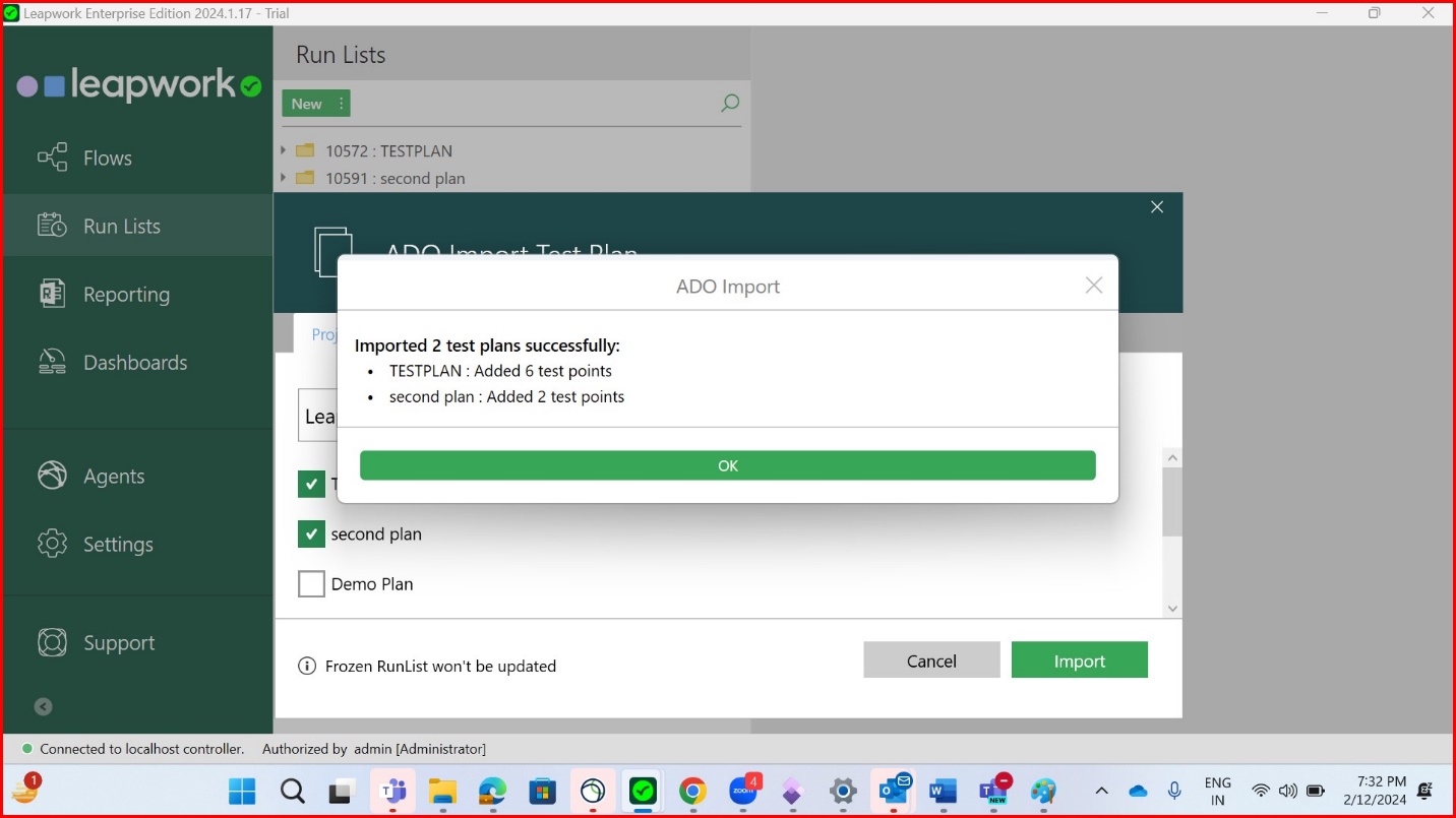 Import test cases in Leapwork to automate and publish results on ADO